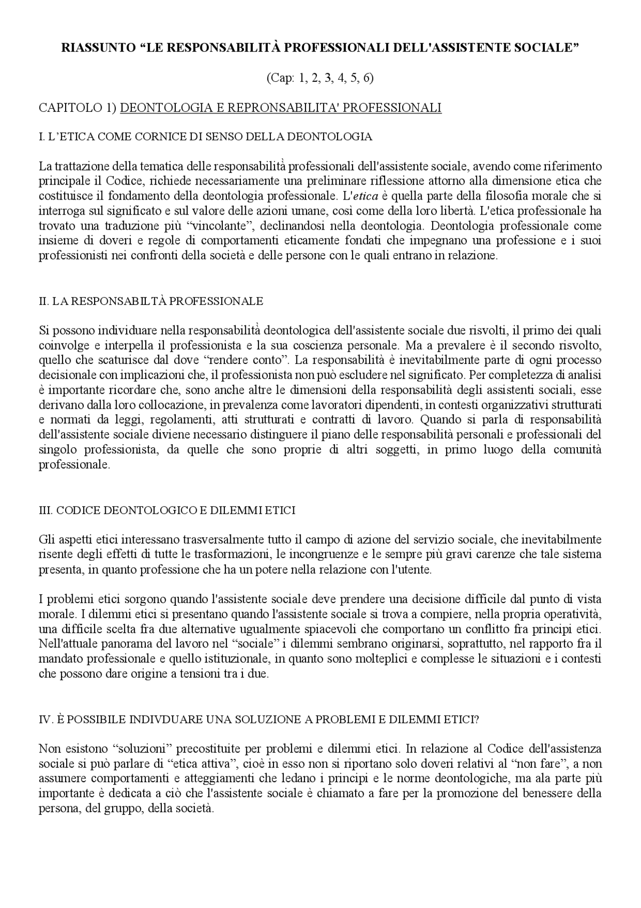 Responsabilità Assistente Sociale Docsity