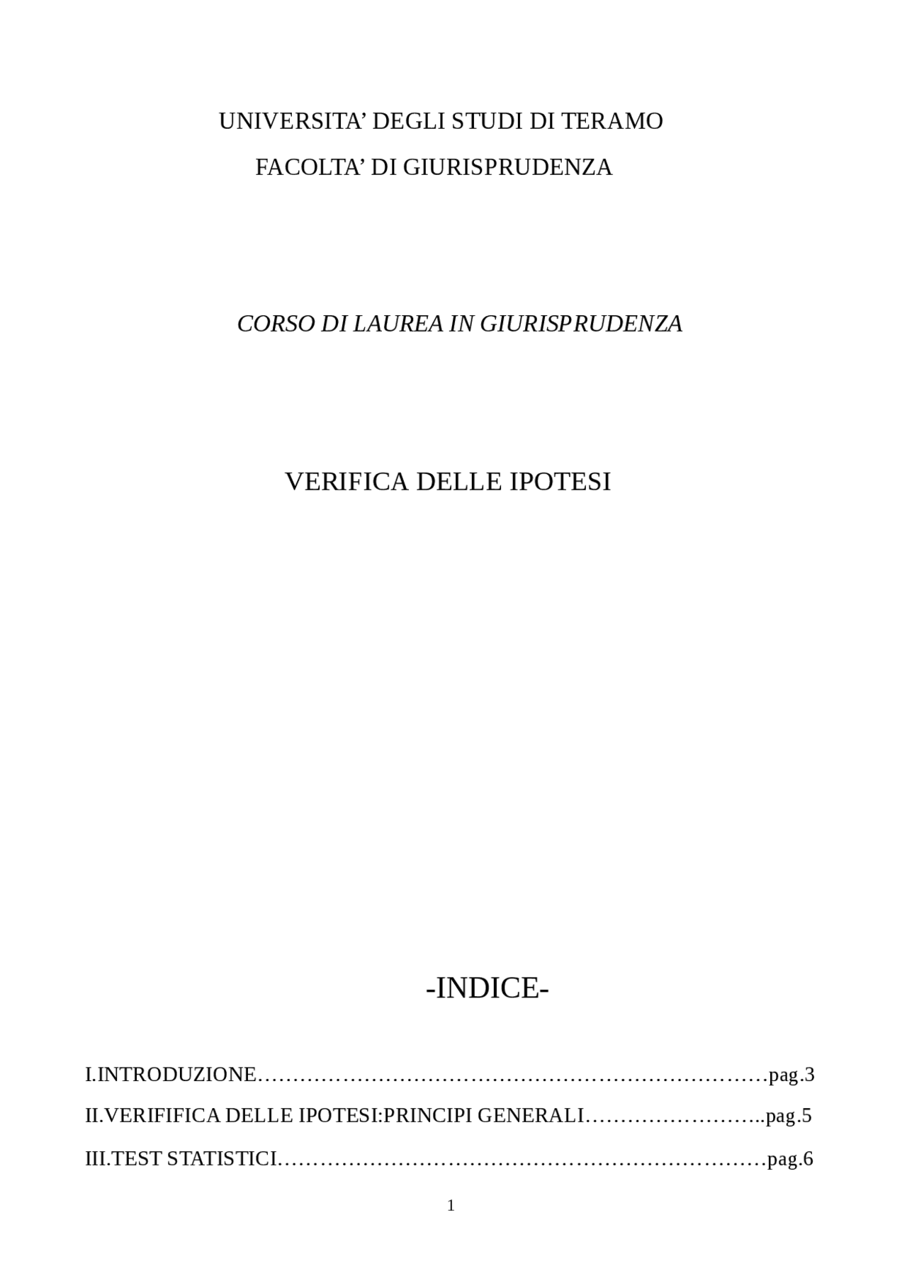 Tesina Statistica La Verifica Delle Ipotesi Docsity