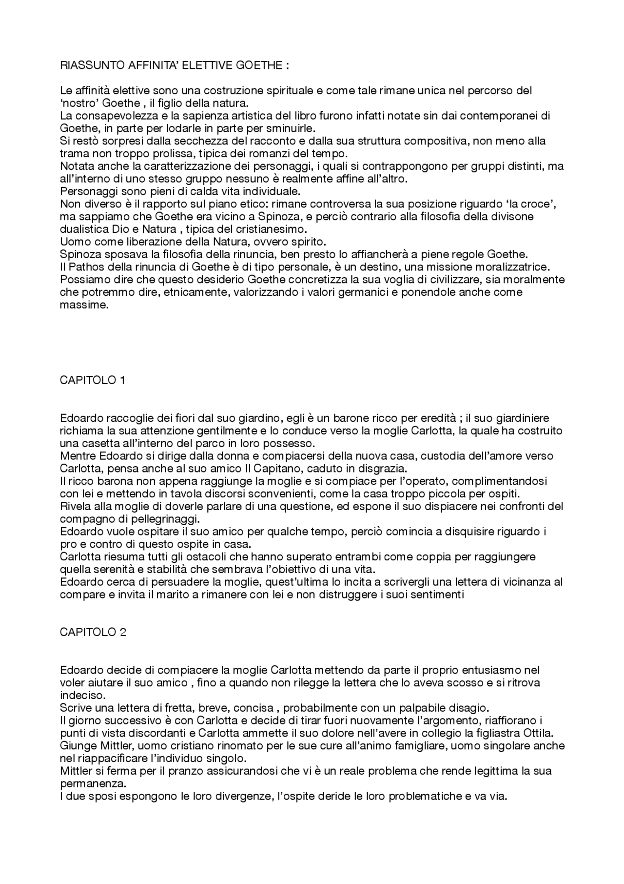 Affinità Elettive Goethe Docsity