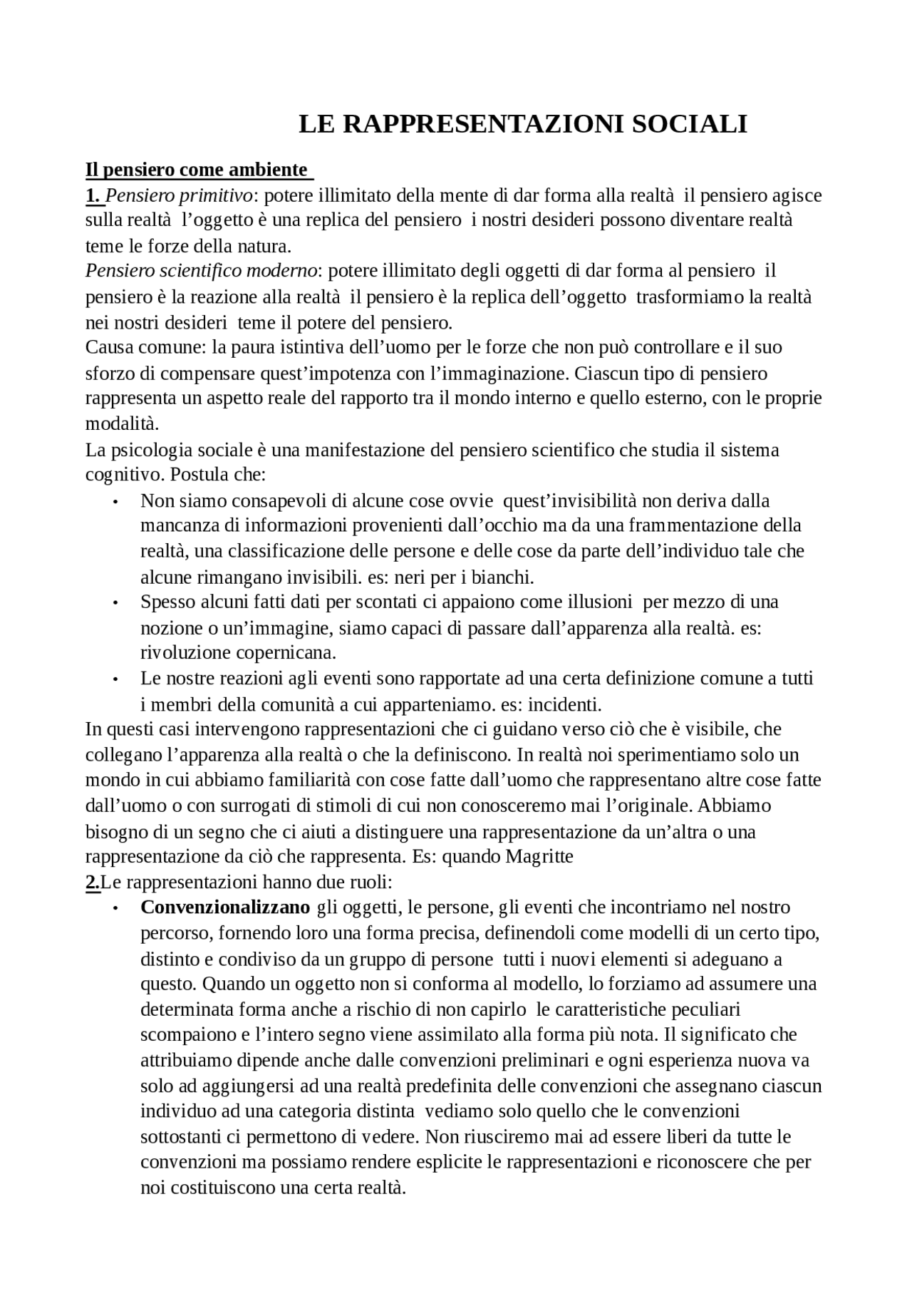 Le Rappresentazioni Sociali Docsity