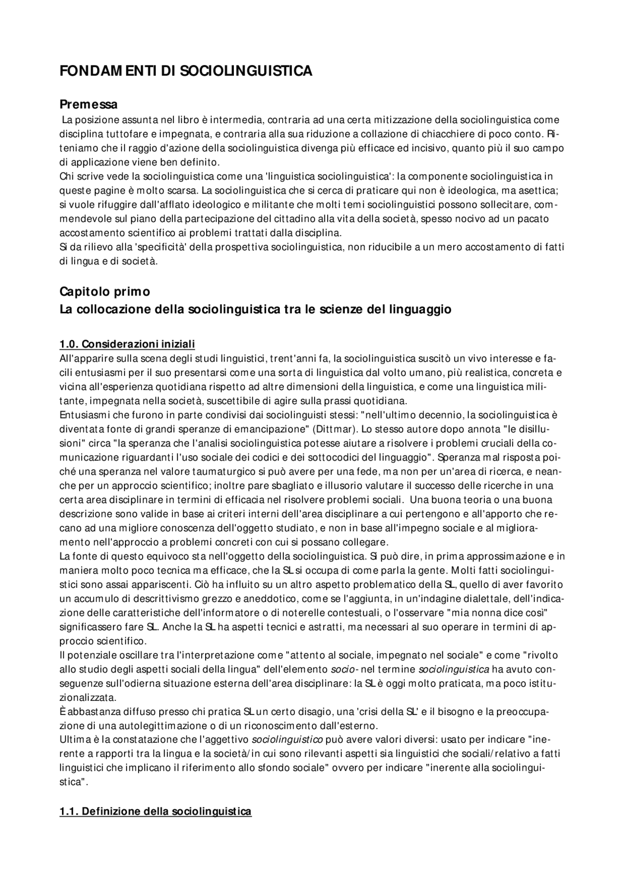Fondamenti Di Sociolinguistica Docsity