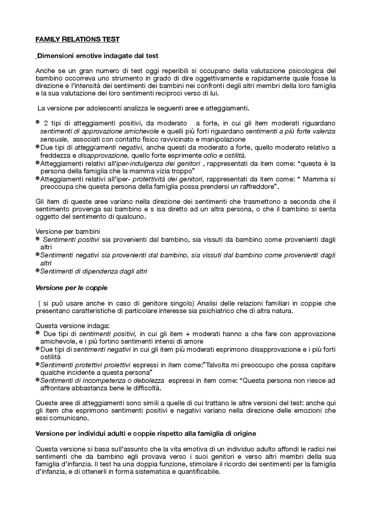 Family relations test - Docsity