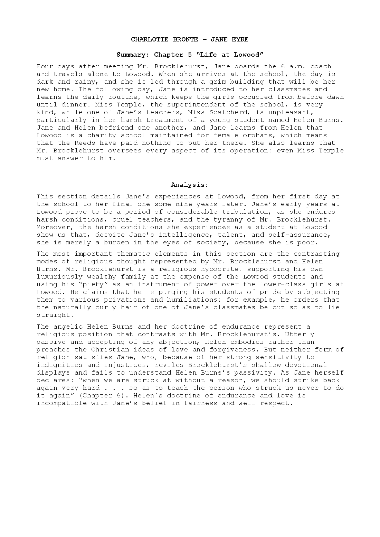 Charlotte bronte jane eyre - Docsity