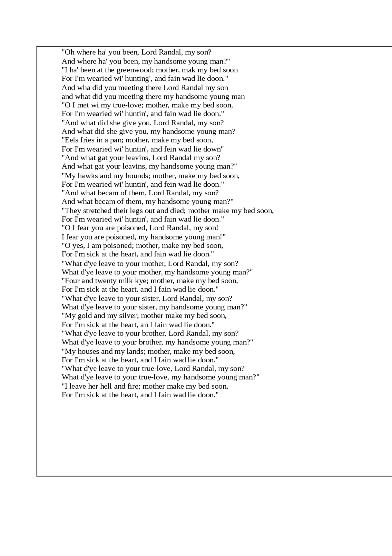 Lord randal ballad - Docsity