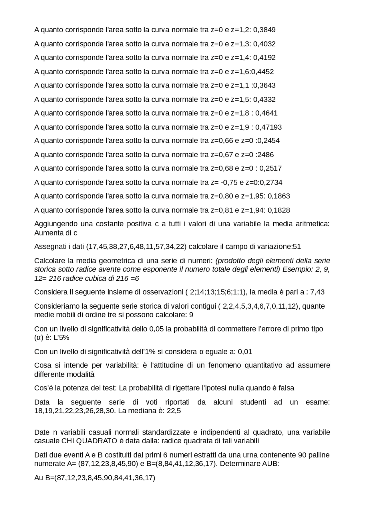 Statistica test d'esame - Docsity