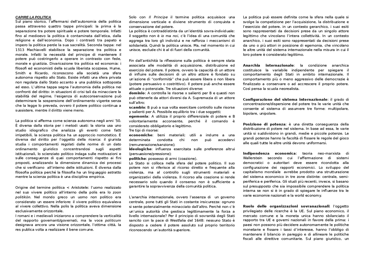 Esame Elementi Di Scienze Politiche Docsity