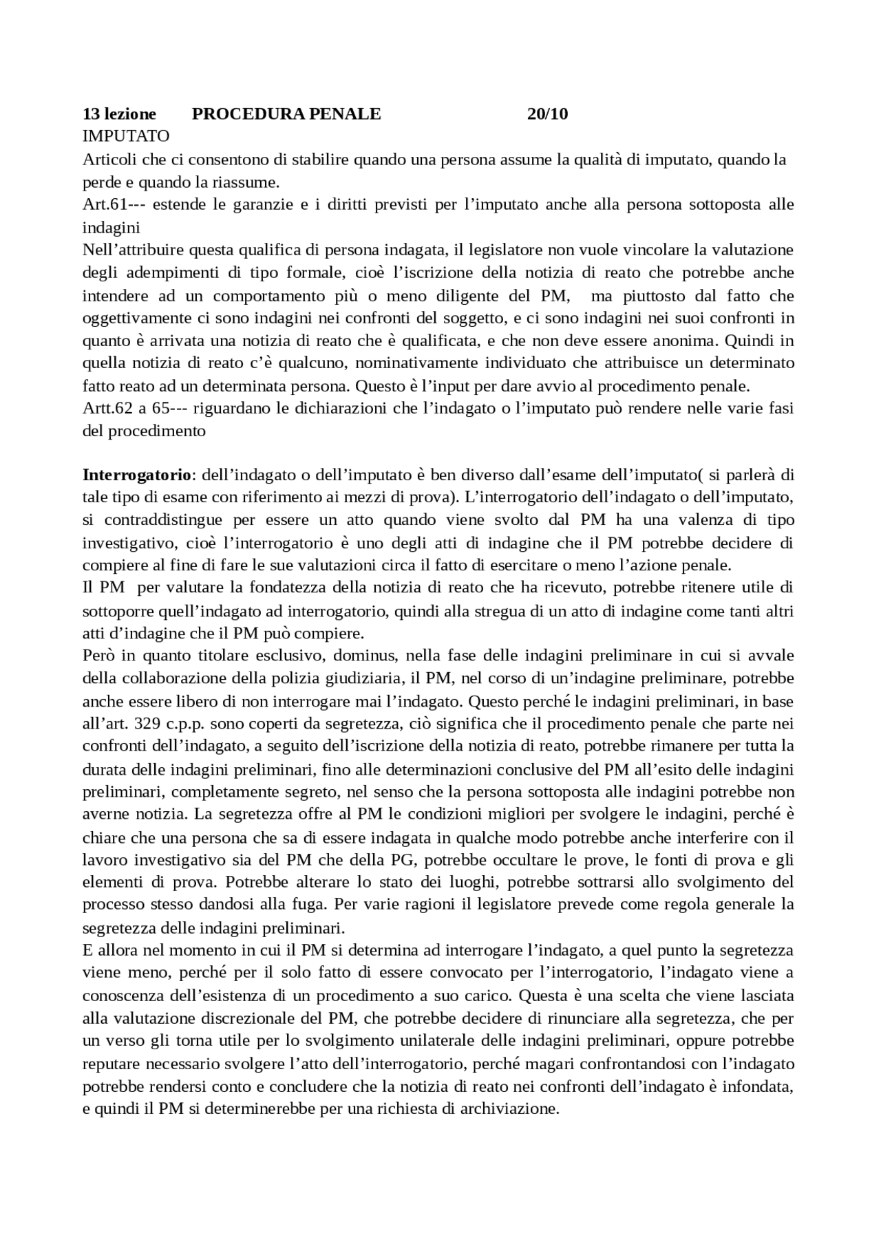 13 Lezione Procedura Penale Docsity