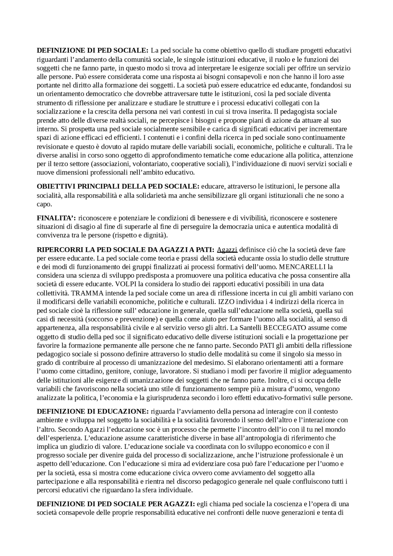 Appunti Per Esame Di Pedagogia Sociale Docsity