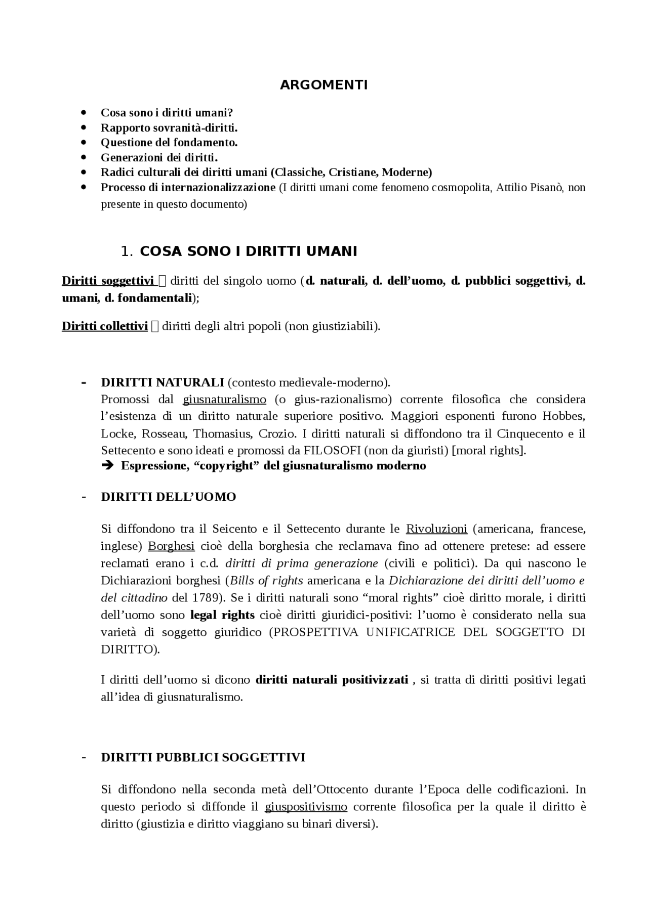 Teoria Dello Stato Appunti Sui Diritti Umani Docsity