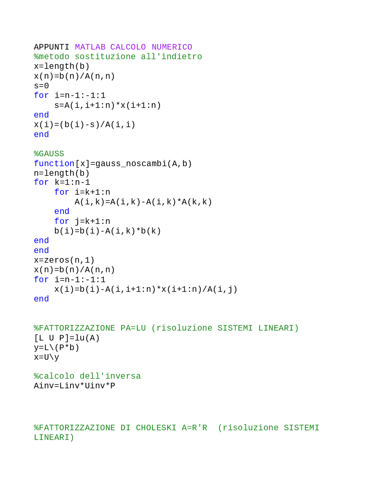 Appunti Matlab Calcolo Numerico Appunti Di Calcolo Numerico Docsity