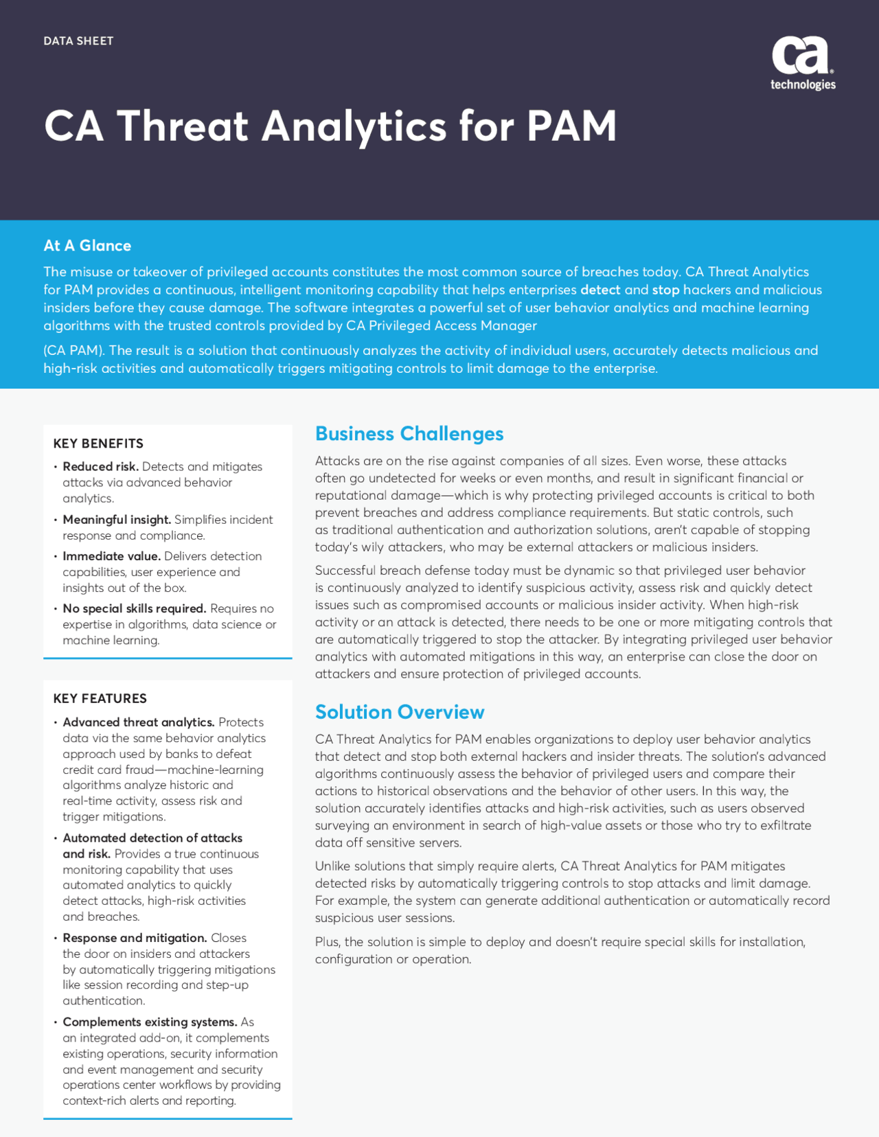 CA Threat Analytics for CA PAM - Docsity