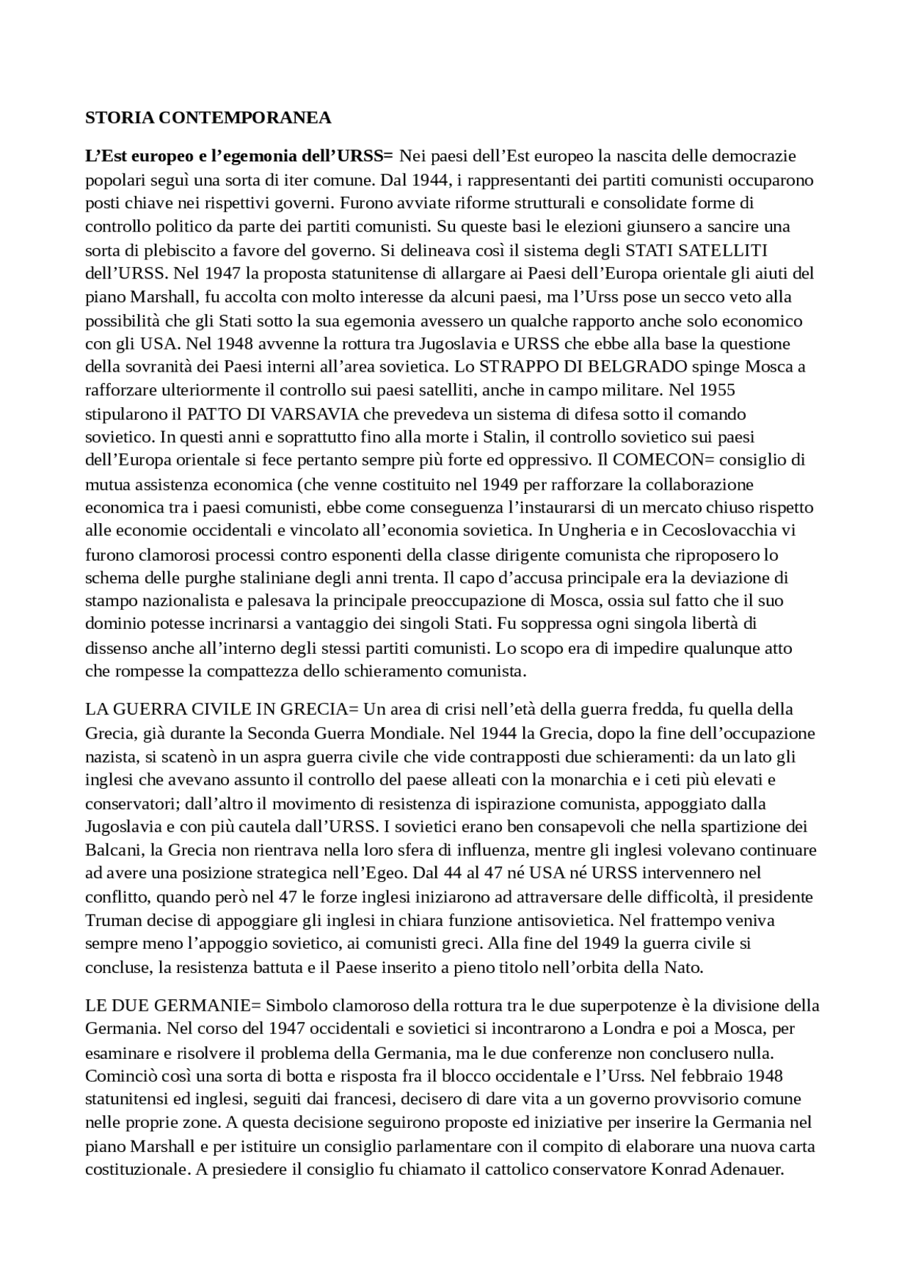 Il Secondo Dopoguerra Docsity