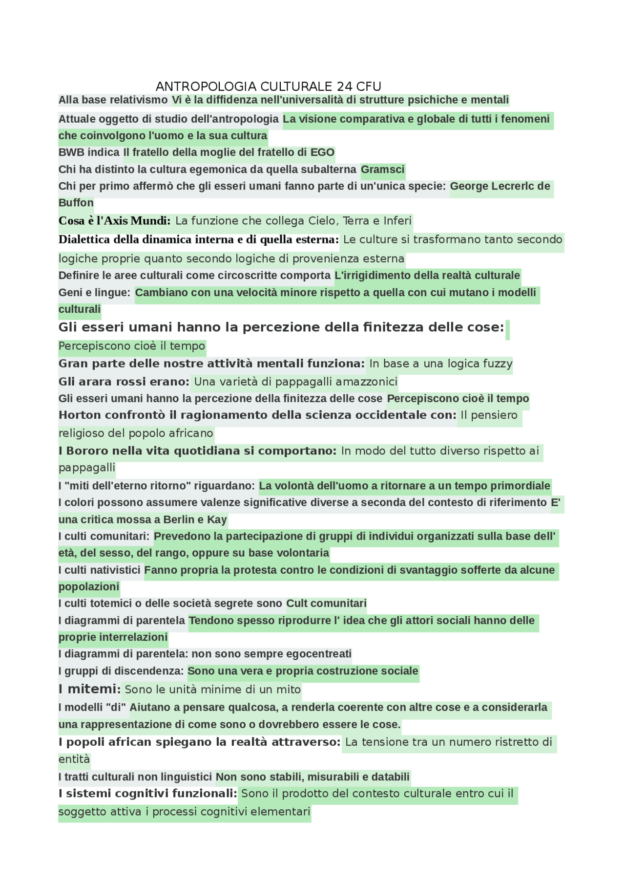 Antropologia Unipegaso 24 Cfu Docsity