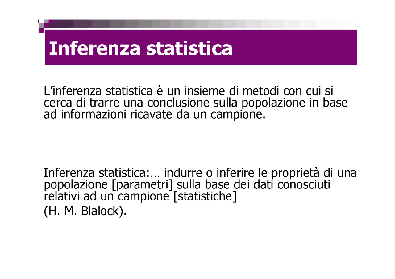 Inferenza Statistica Docsity