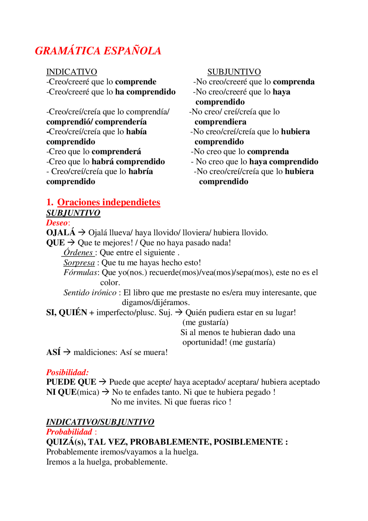 Gramàtica de la lengua Española - Docsity