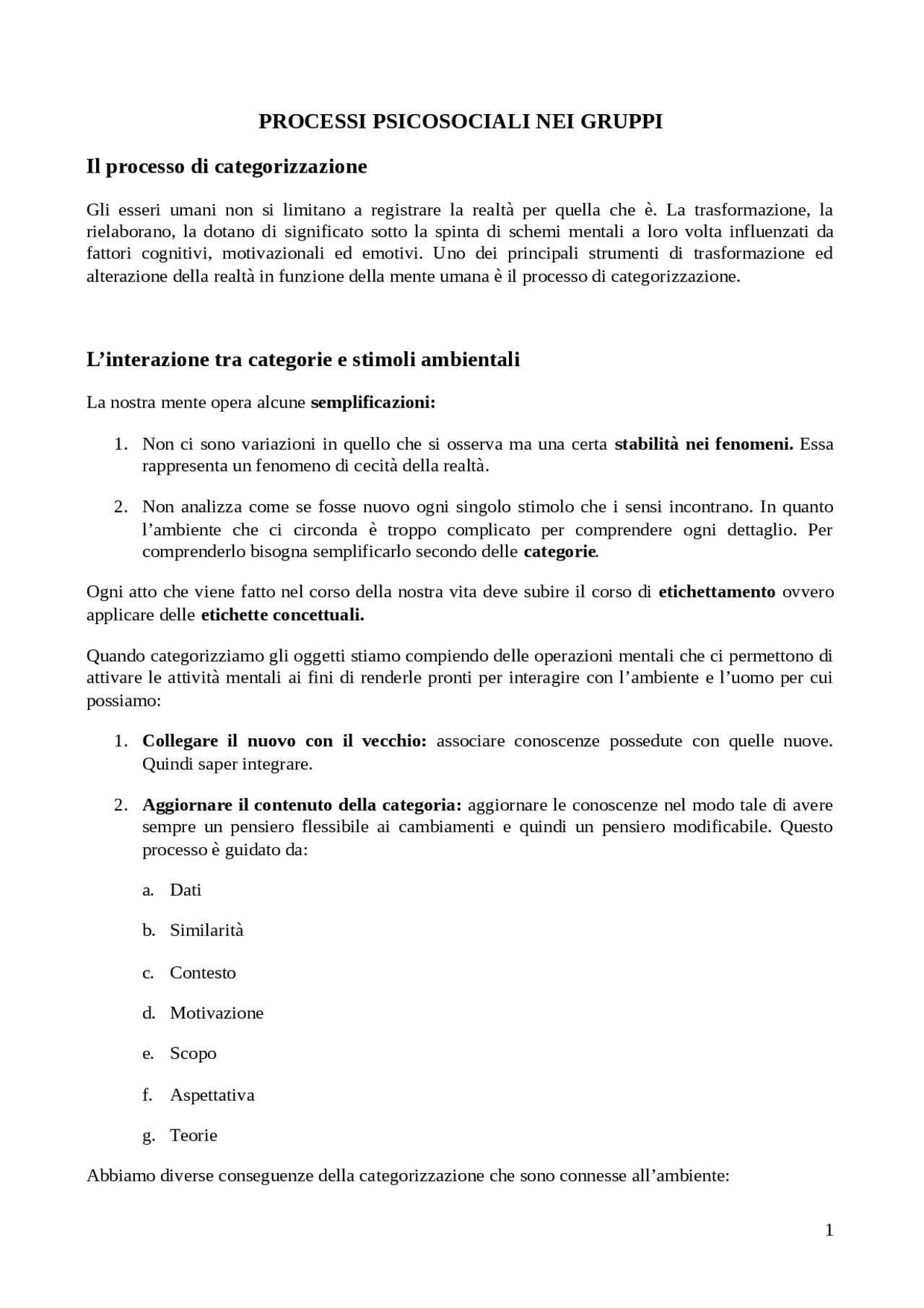 Riassunto Del Libro Processi Psicosociali Nei Gruppi Voci Docsity