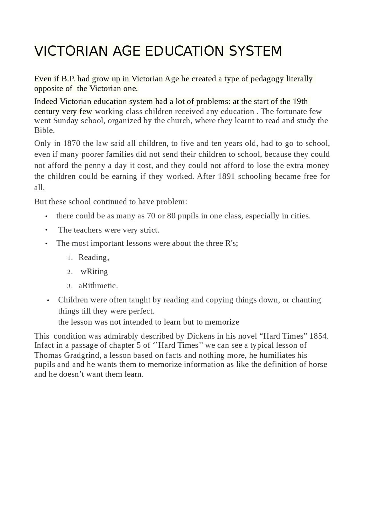 Victorian age education system - Docsity