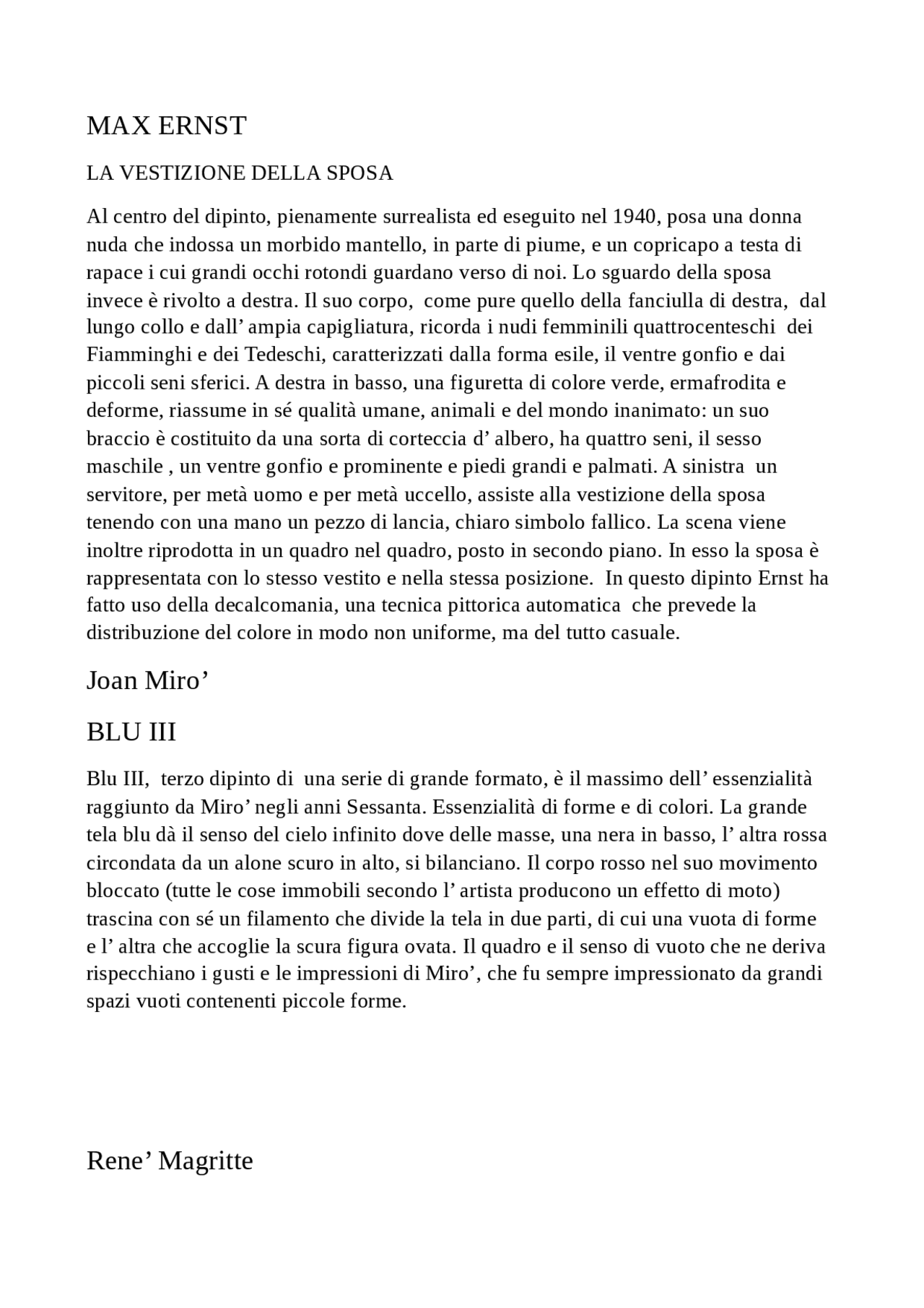 Riassunto Surrealismo Appunti Liceali Docsity