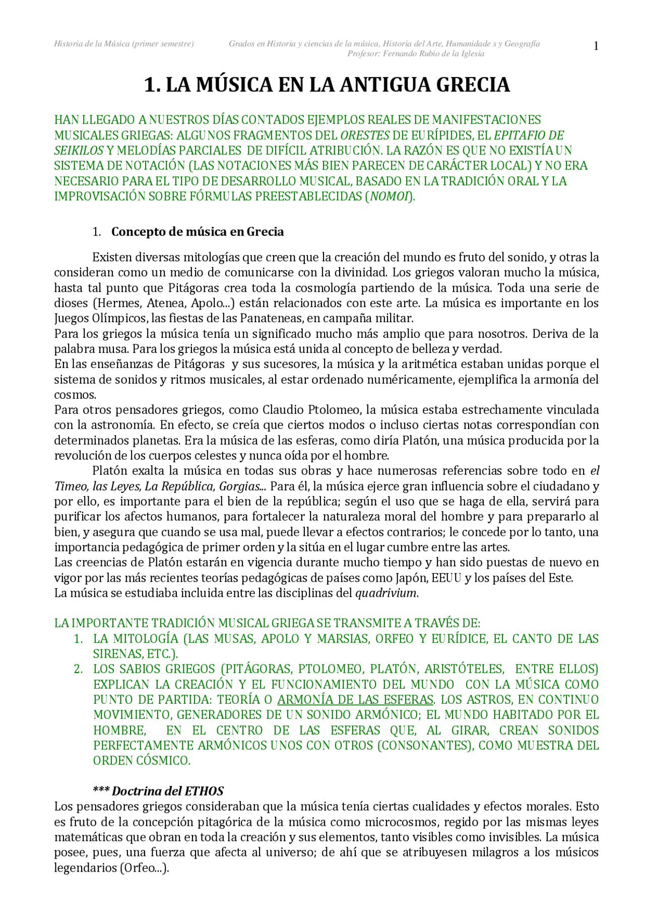 La Música en la Antigua Grecia - Docsity