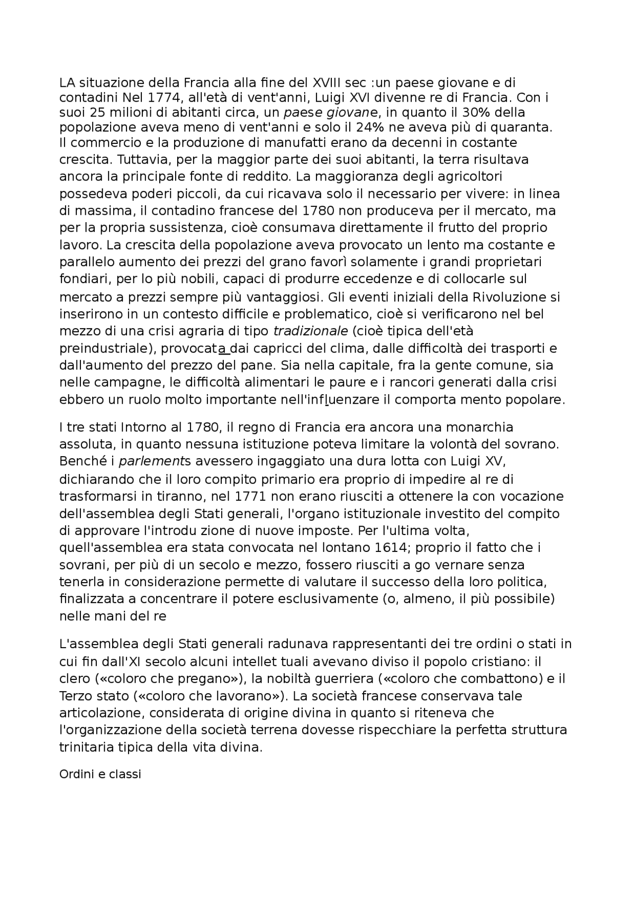 Riassunto 1 Parte Rivoluzione Francese Docsity