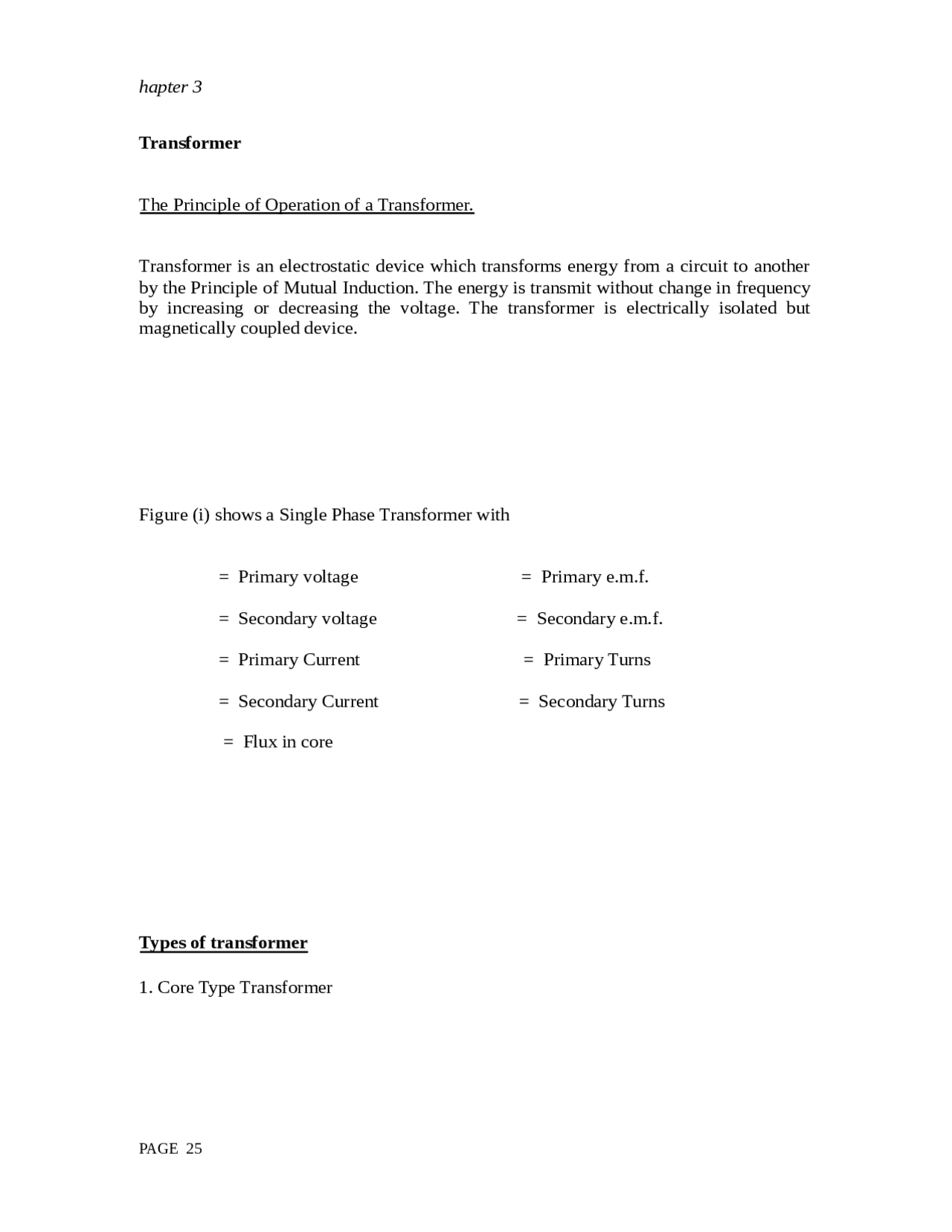 Electrical Power Transformer Docsity