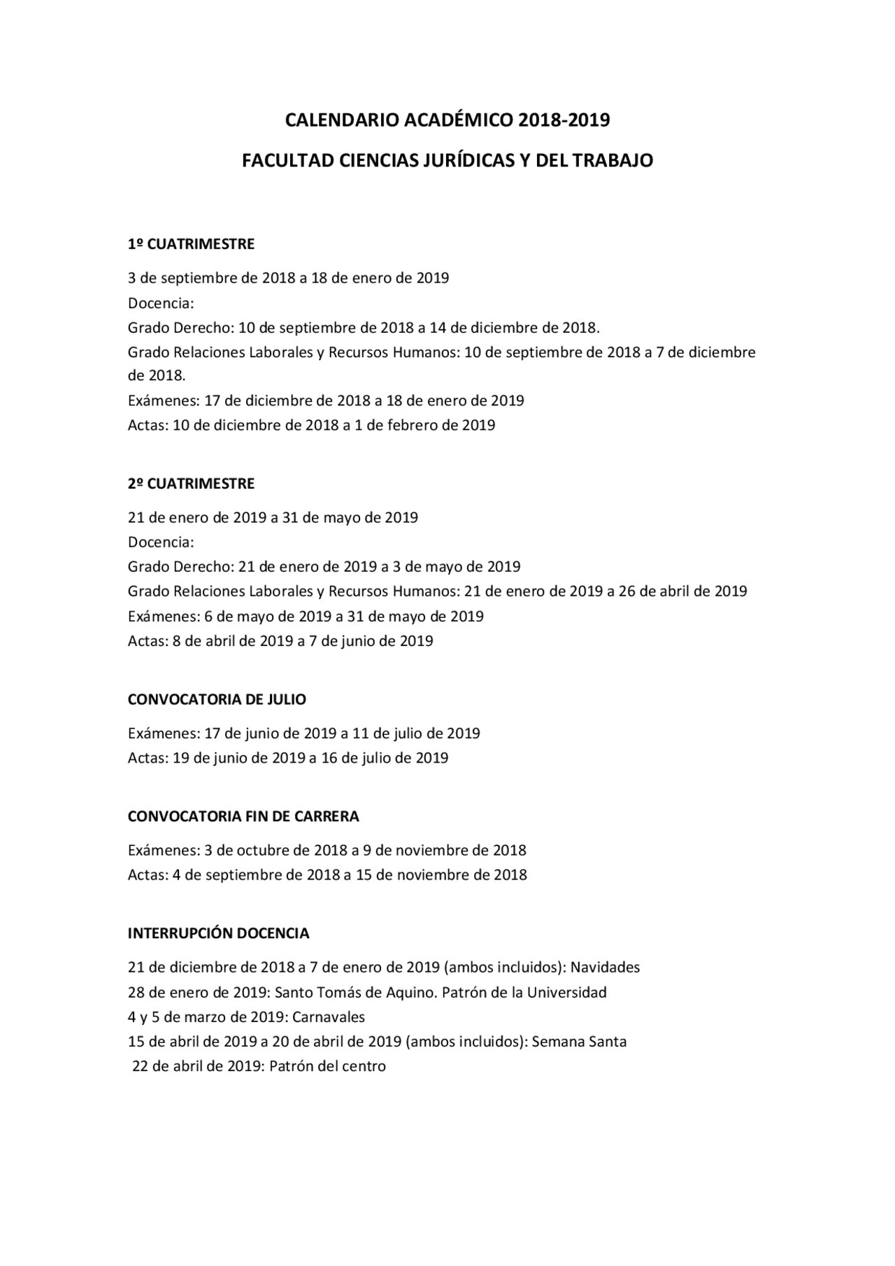 Calendario de examenes del curso pasado de | Diapositivas de Teoría ...