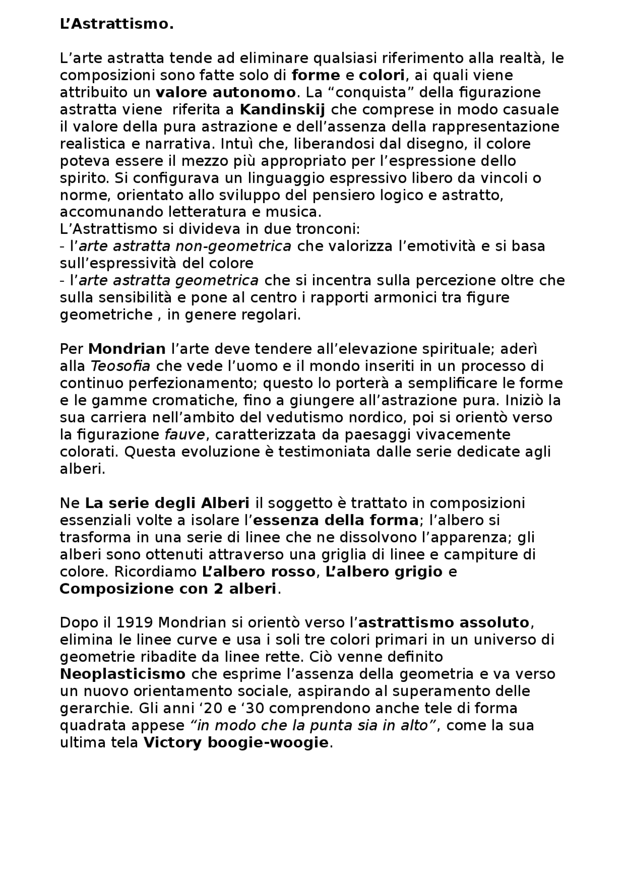 Sintesi Sullastrattismo Docsity