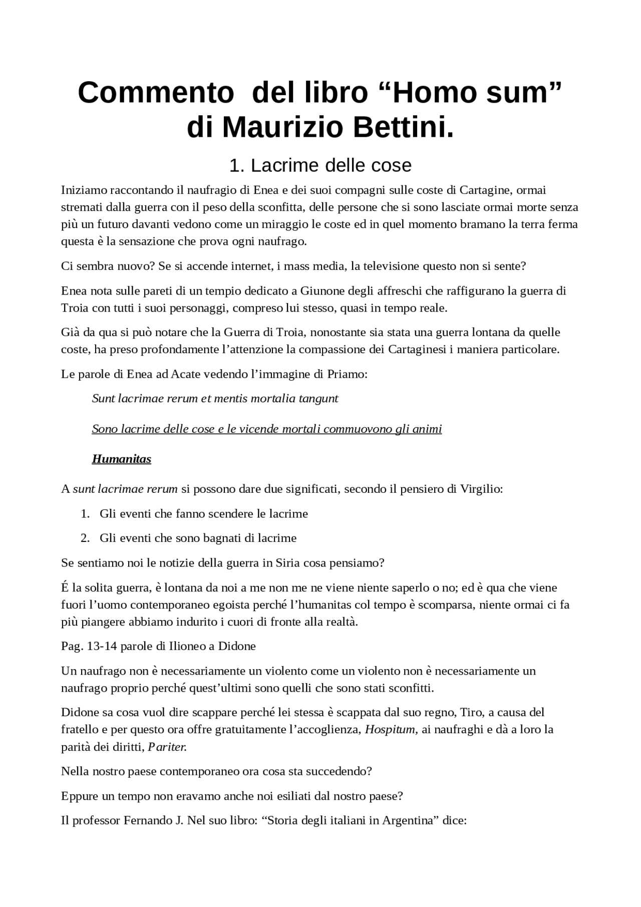 Homo Sum Di Maurizio Bettini Appunti Di Letteratura Latina Docsity