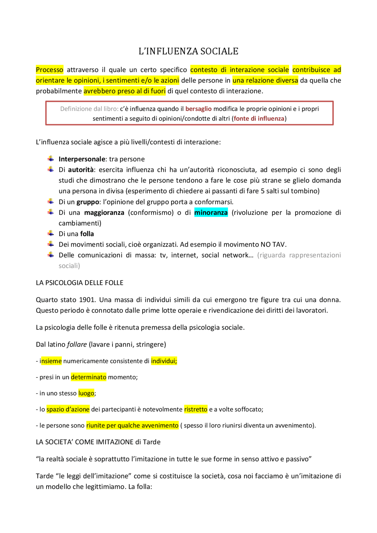 Psicologia Sociale Influenza Sociale Docsity