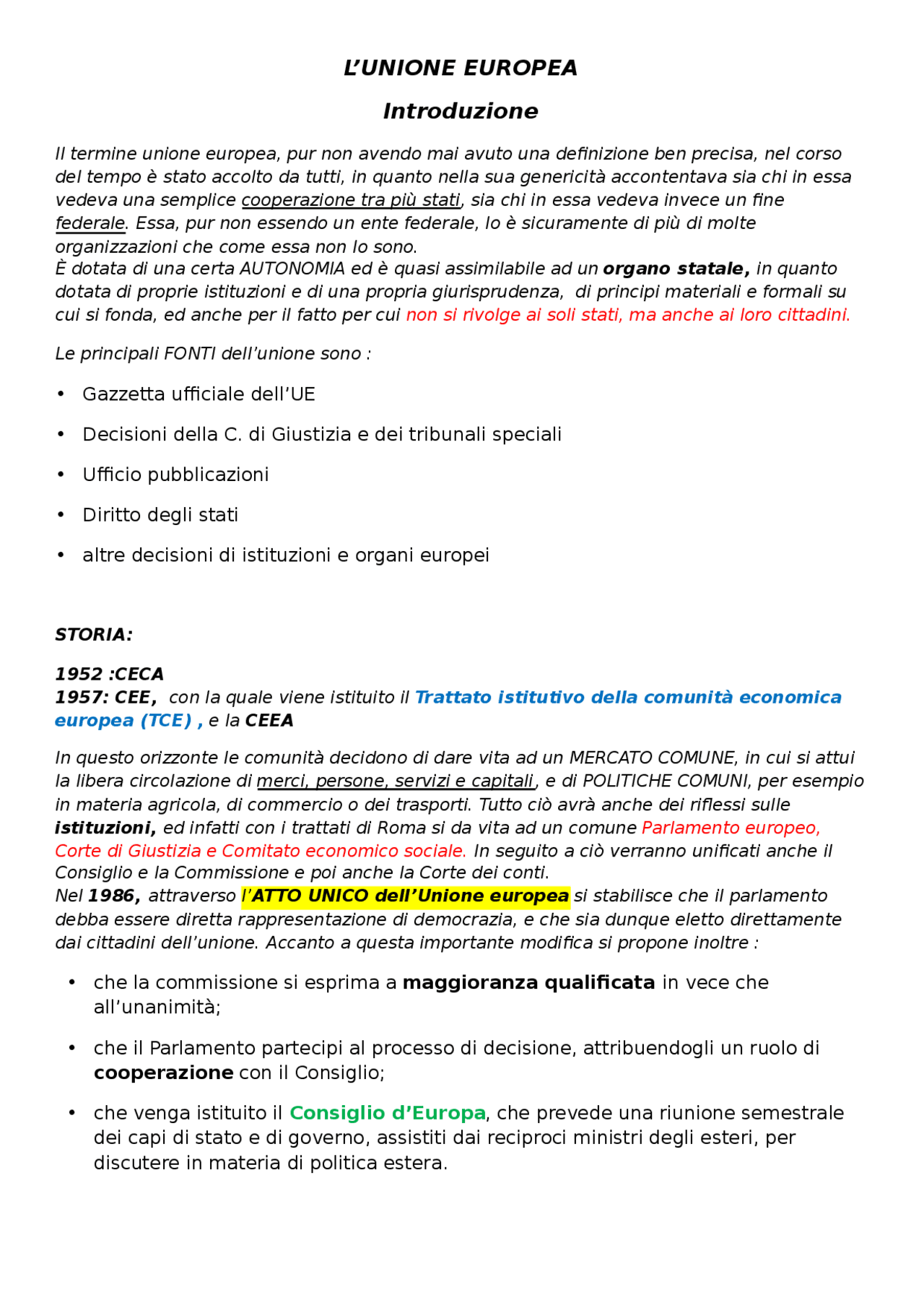 Diritto Dellue Sintesi Esame Diritto Europeo Docsity