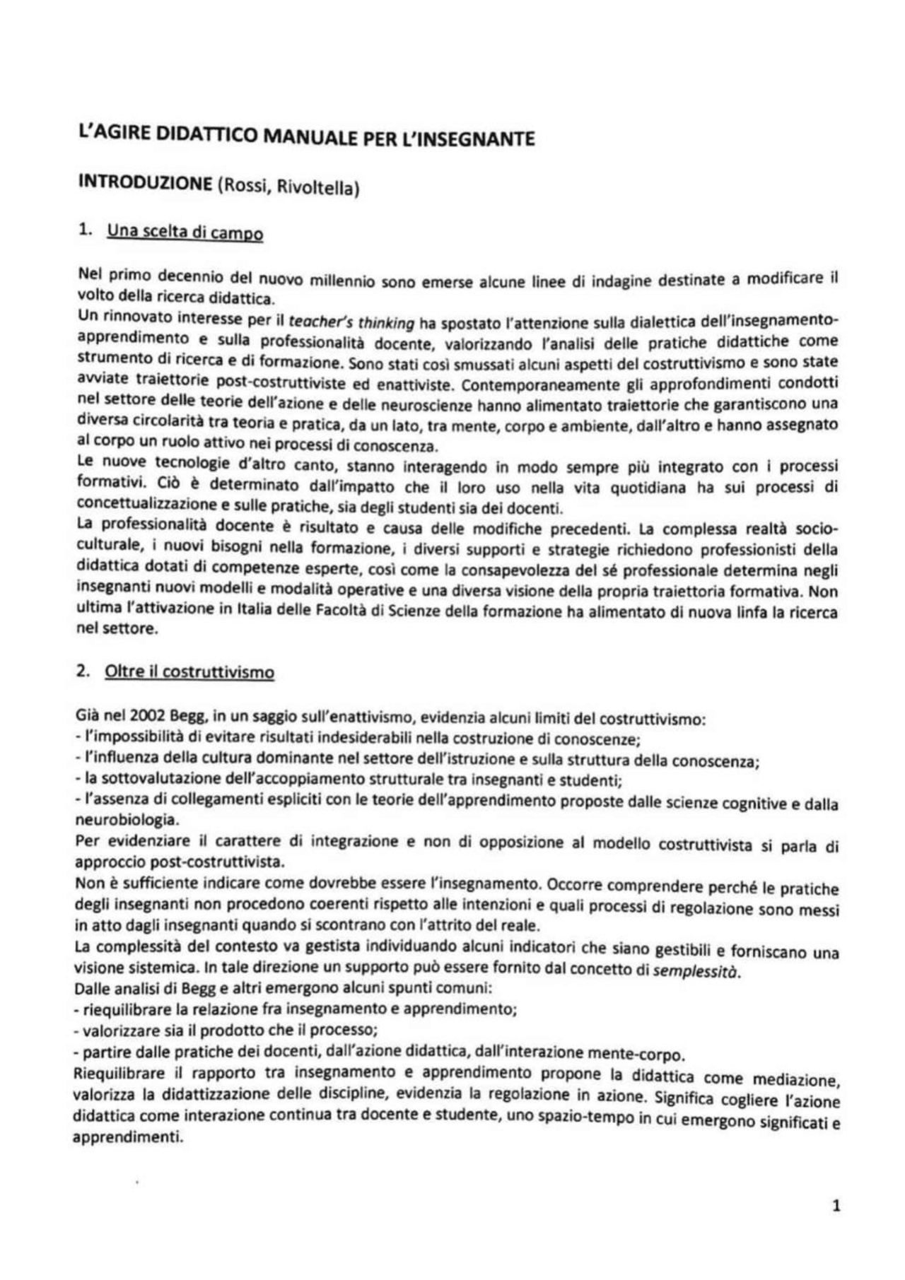 Lagire Didattico Di Rossi E Rivoltella Vecchia Edizione Docsity