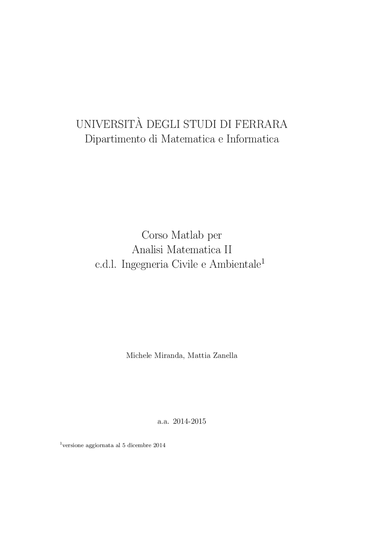 Appunti Matlab Per Ingegneria E Fisica Docsity