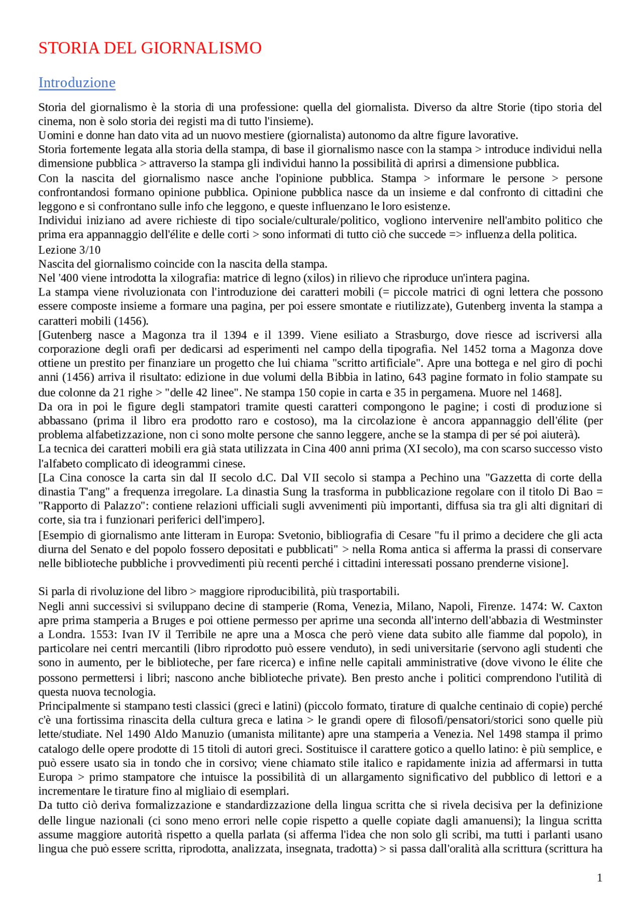 Storia Del Giornalismo Modulo I Docsity
