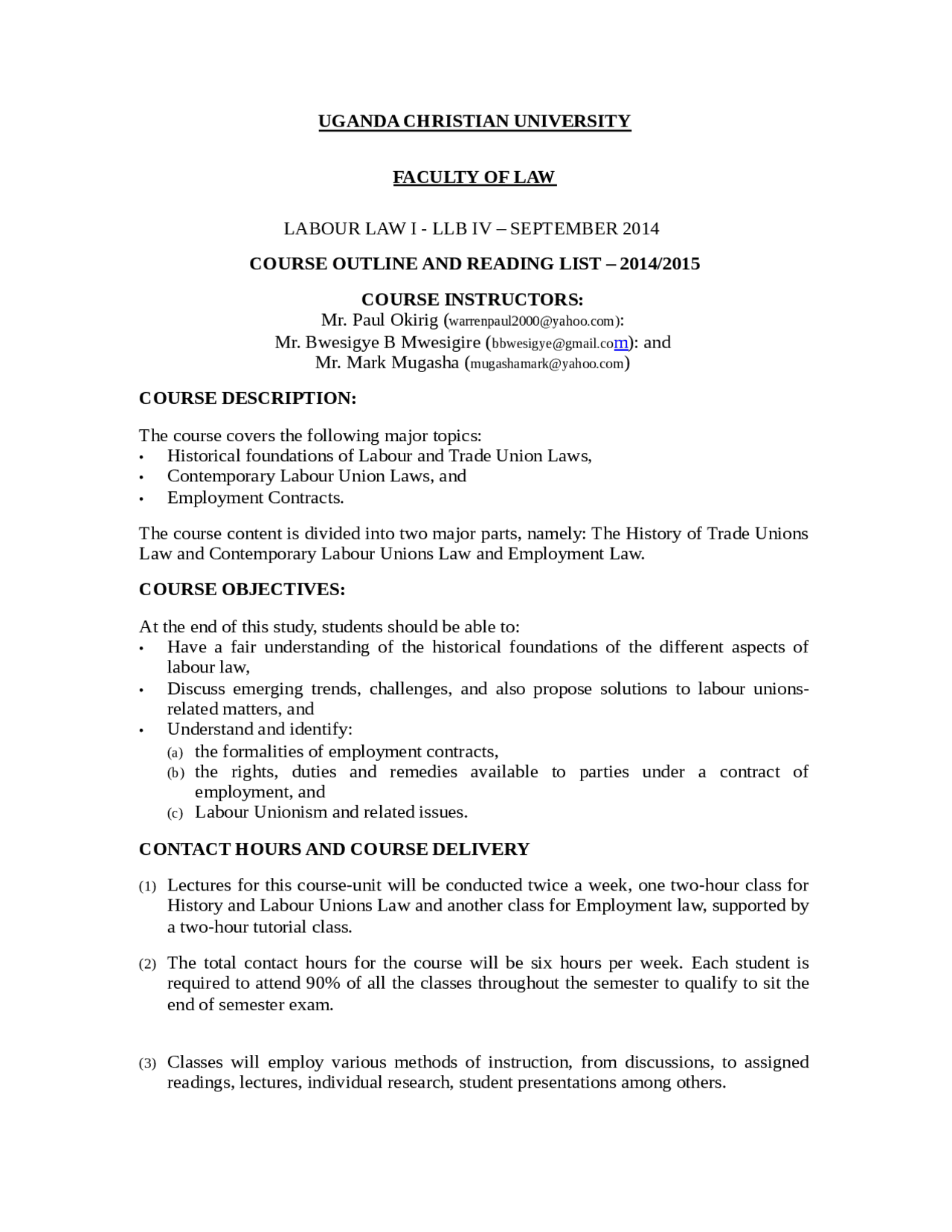 labour law reading list | Study Guides, Projects, Research Law of ...