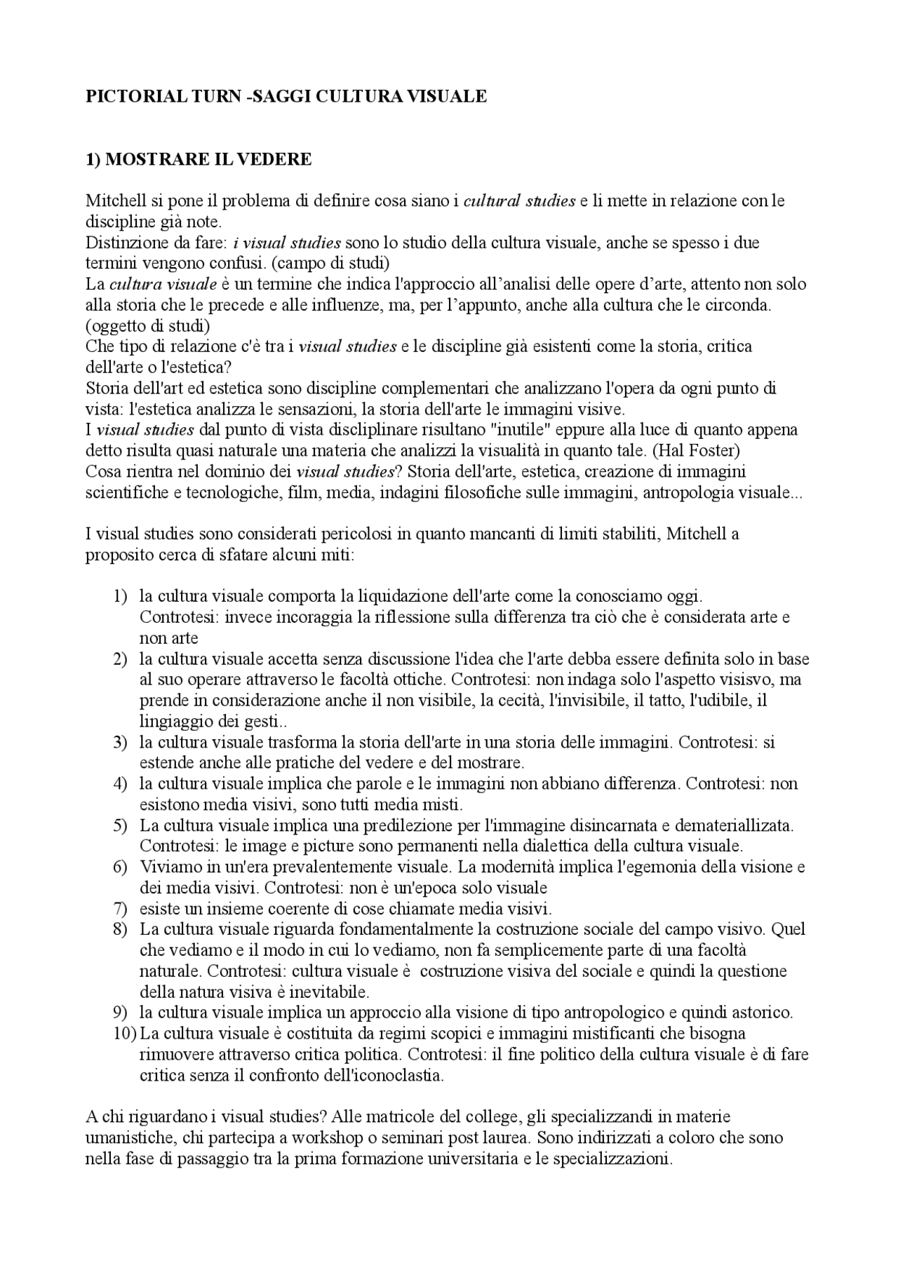 PICTORIAL TURN (W.J.T. MITCHELL) | Sintesi del corso di Teoria Del ...