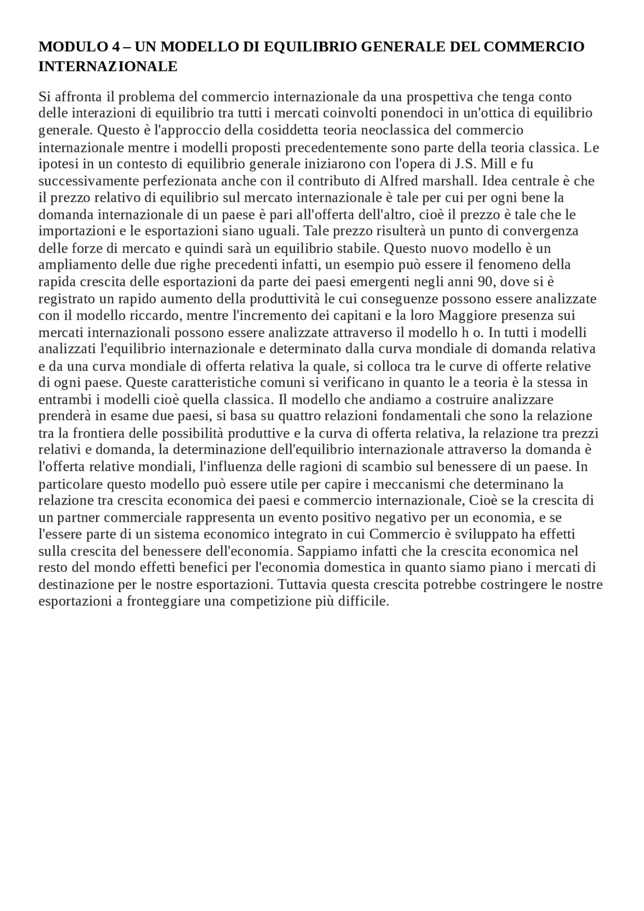 Economia Internazionale Docsity
