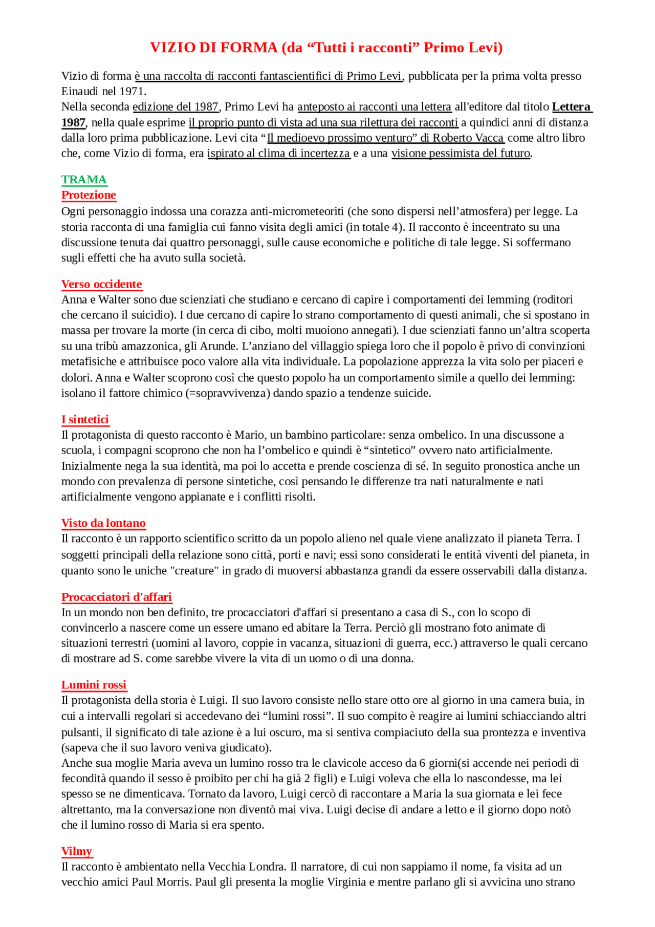 Riassunto Vizio Di Forma Docsity