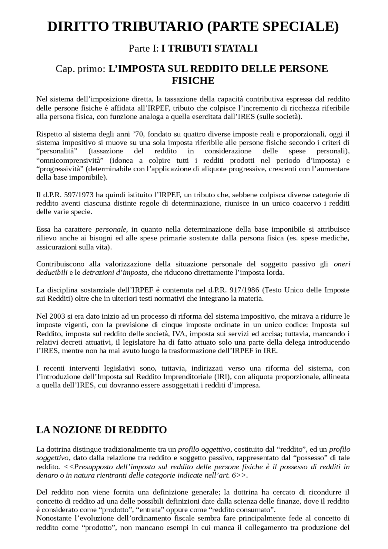 Diritto Tributario Irpef E Iva Docsity