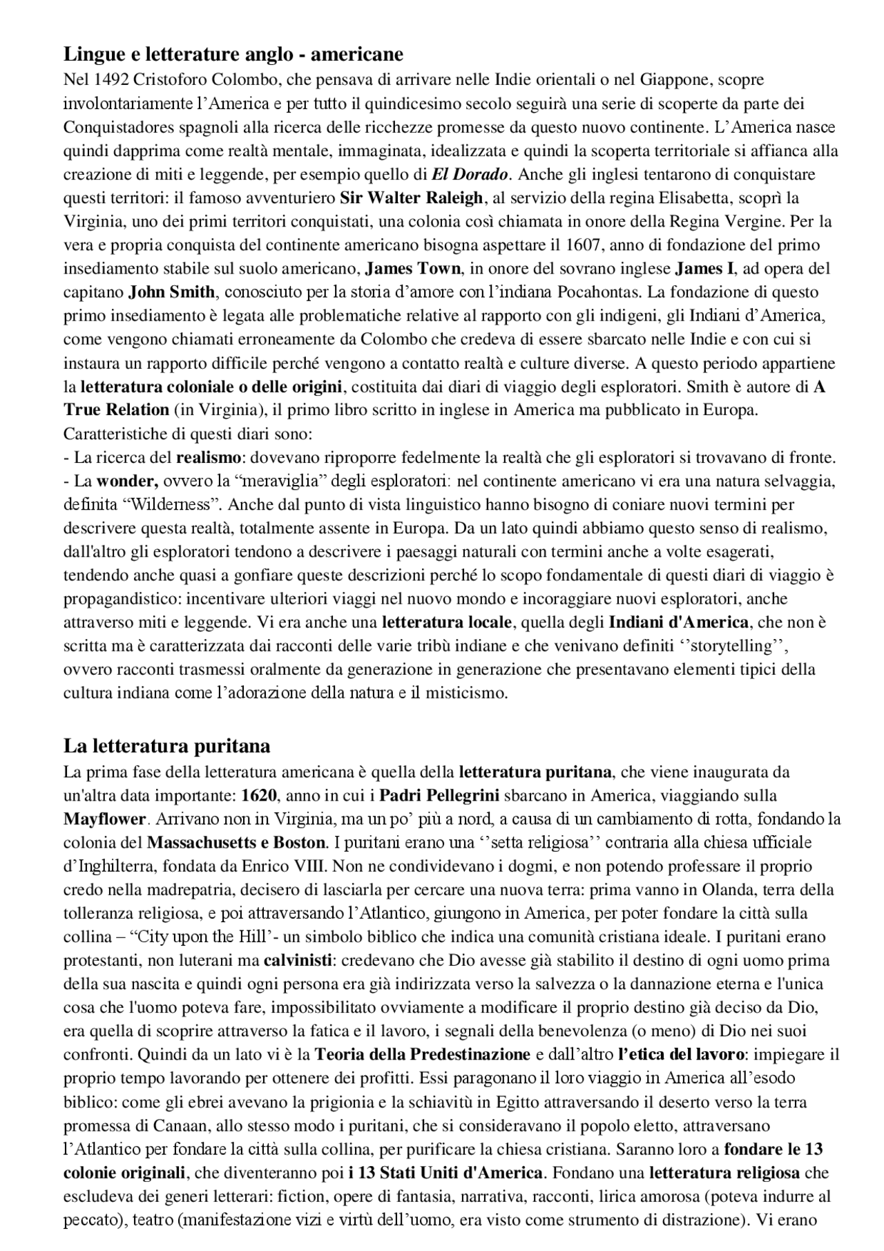 Riassunto Letteratura Anglo Americana Docsity