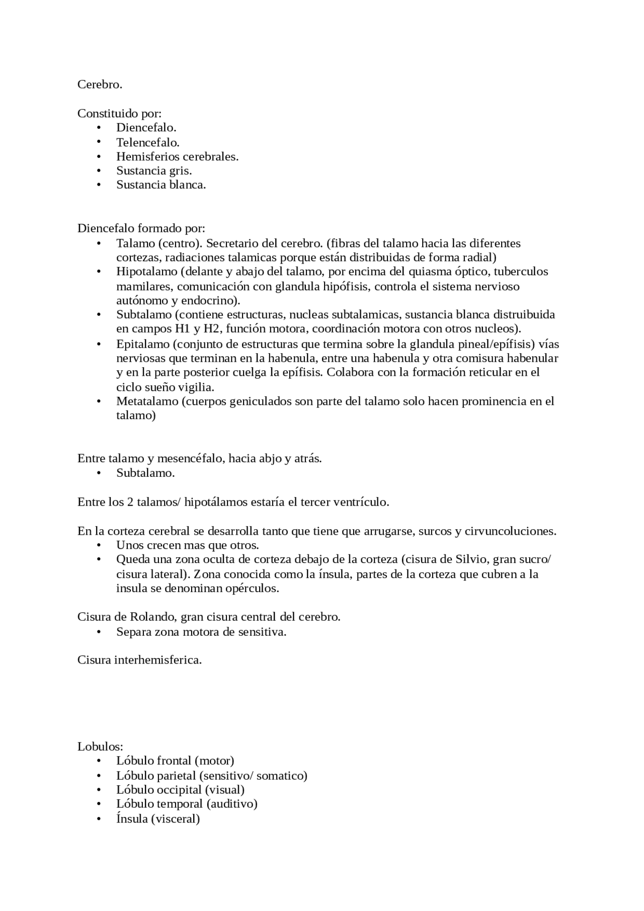 Cerebro Neuroanatomía Docsity