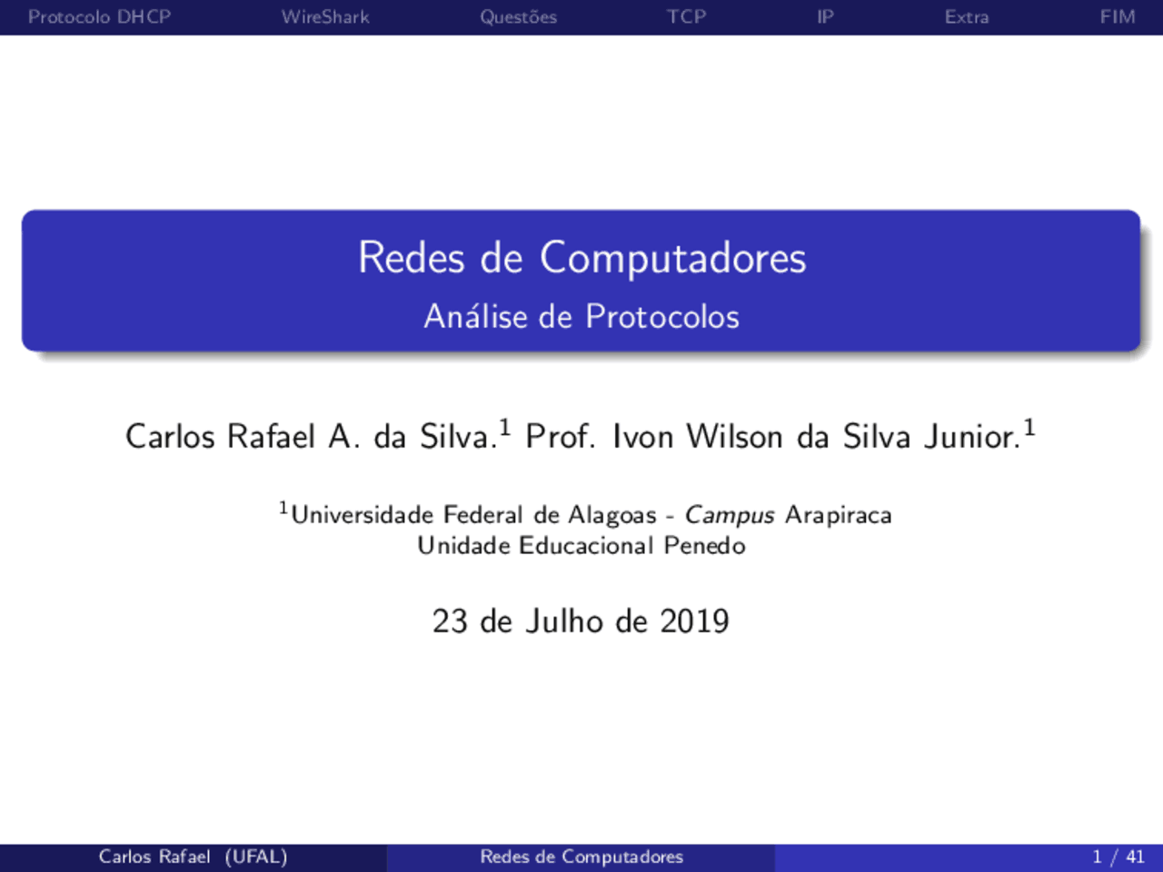 Análise de Protocolos | Slides Computer Networks | Docsity