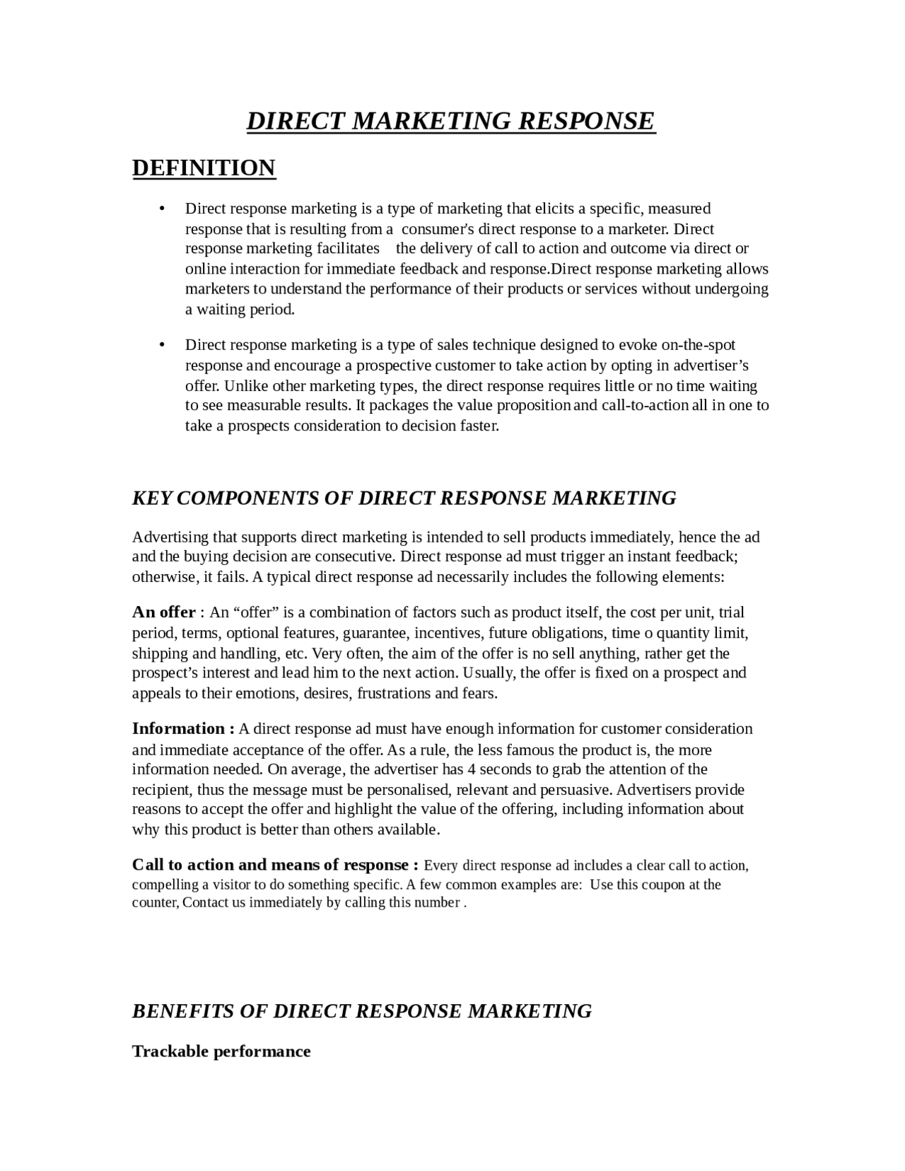 Direct response marketing - Docsity