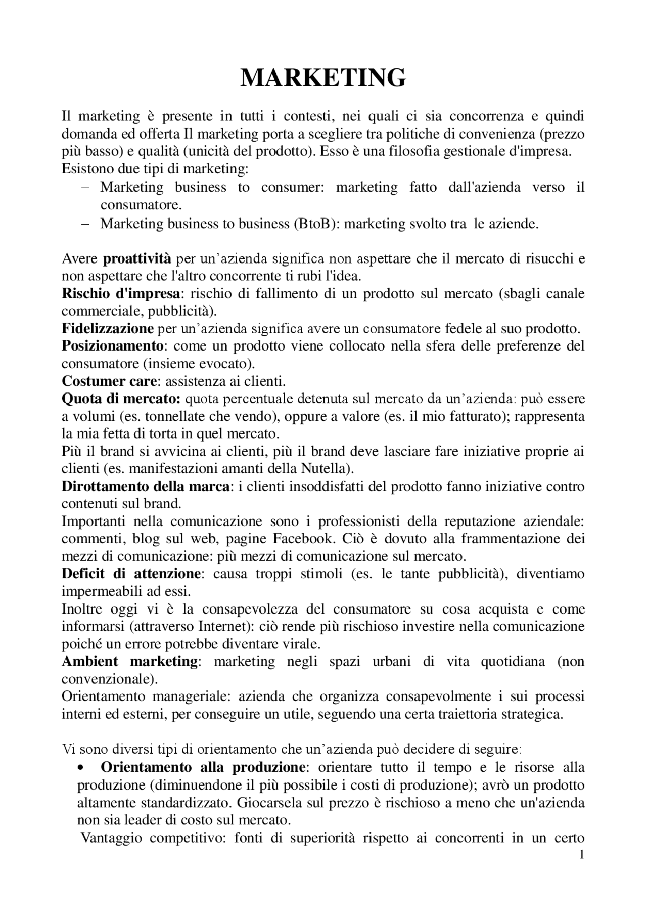 Appunti Di Marketing Docsity