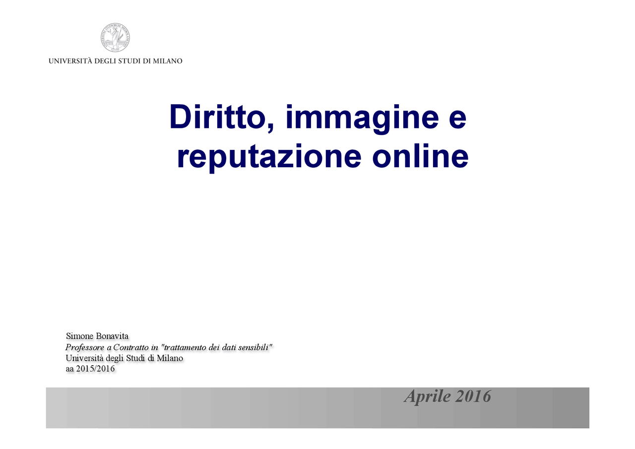 Slide 1 Lezione Informatica Giuridica Ziccardi Docsity