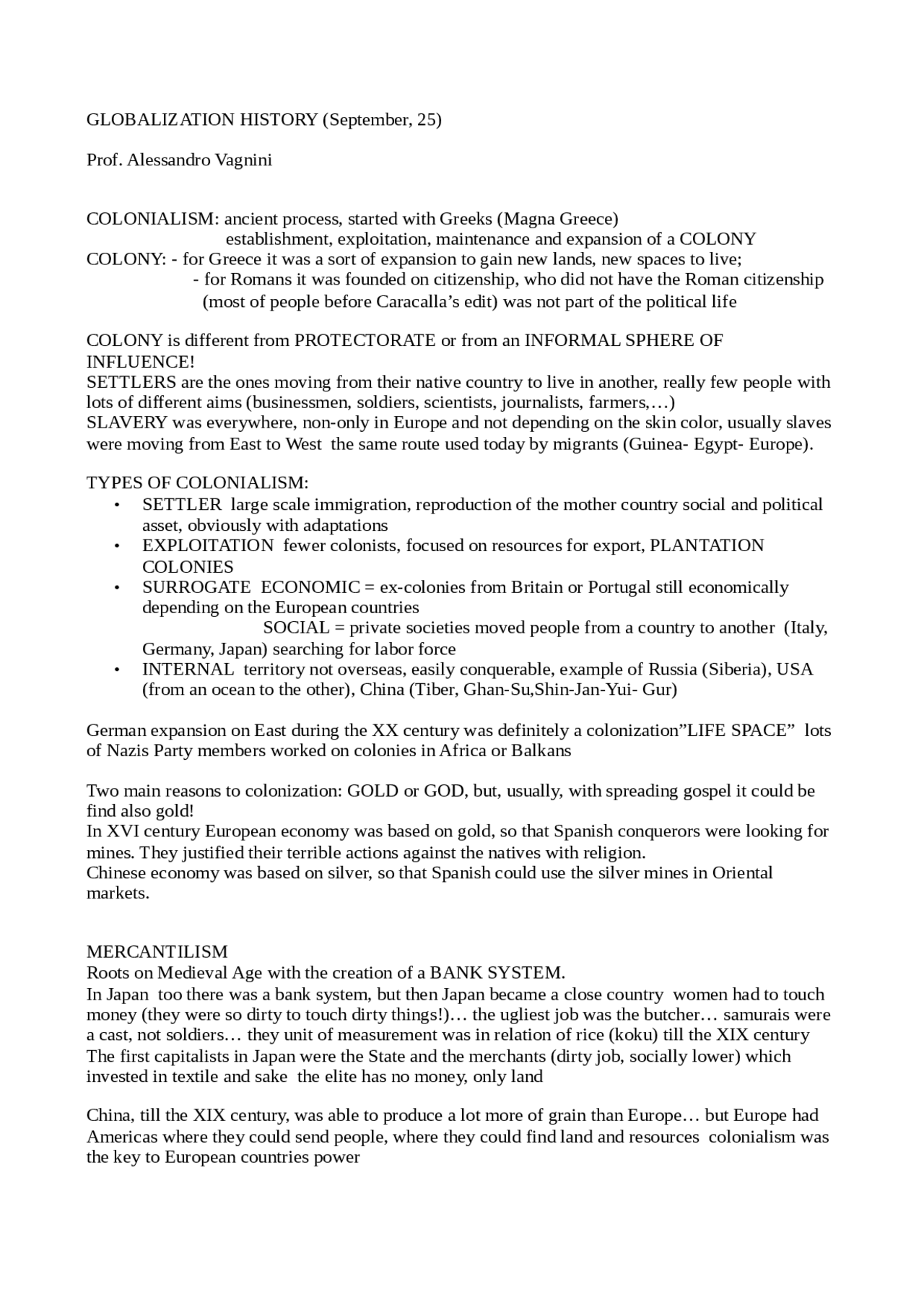 Globalization History Notes Docsity