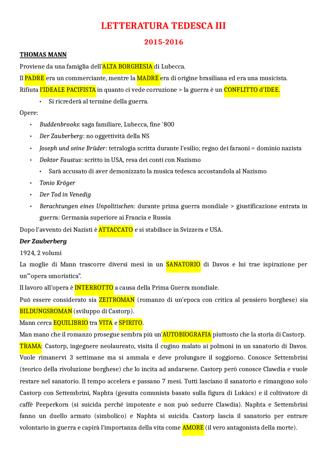 Riassunti Autori E Opere In Programma Docsity