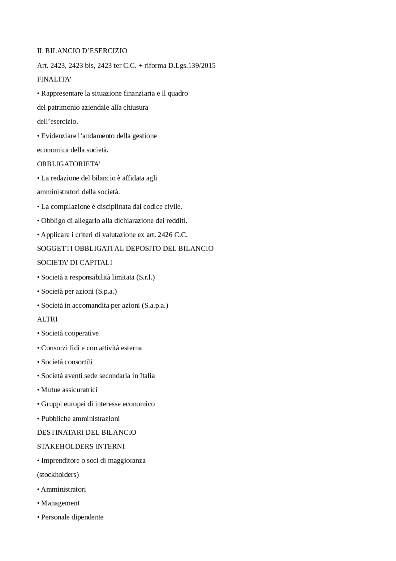 Il Bilancio D Esercizio Docsity