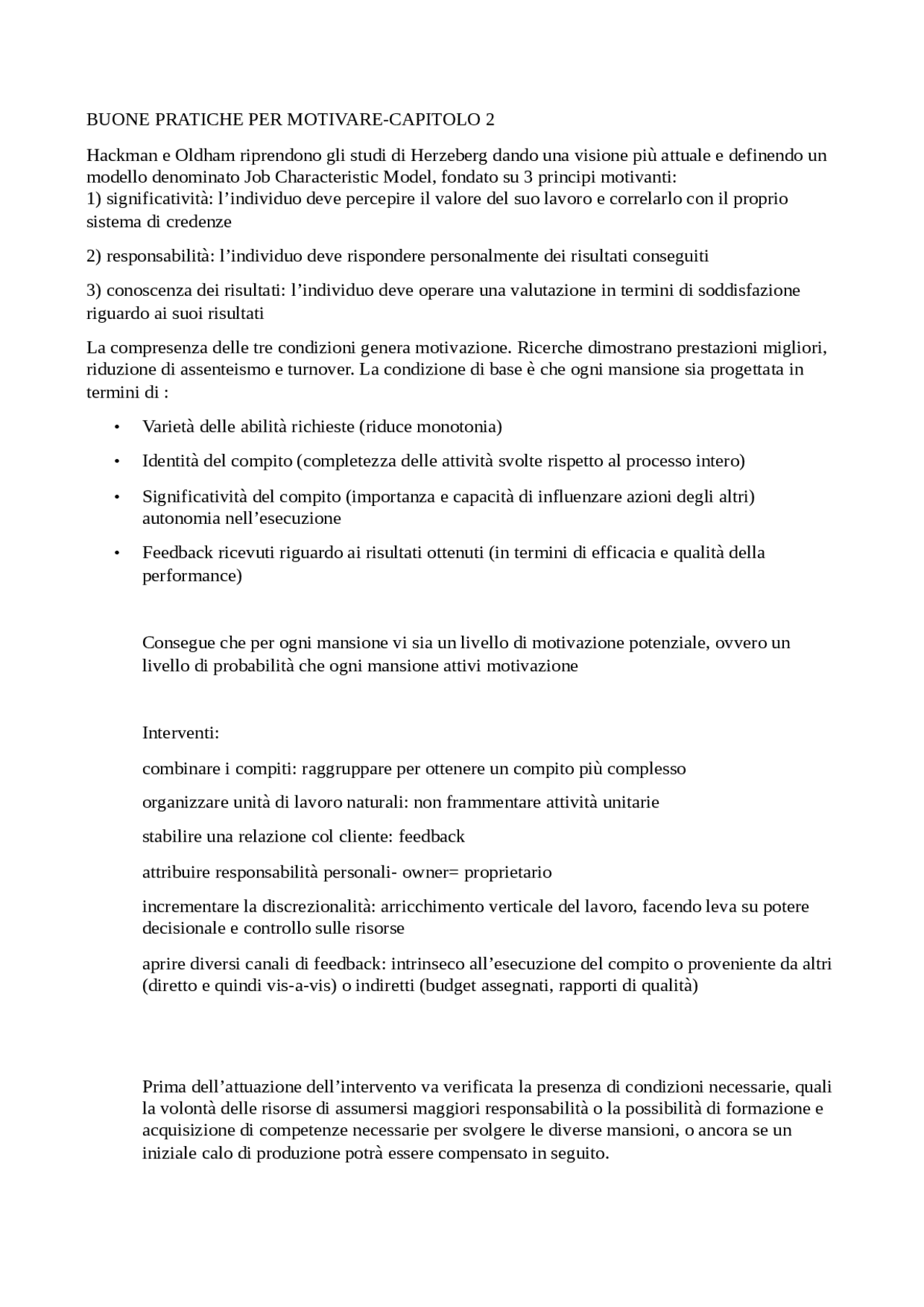 Riassunto Del Secondo Capitolo Del Libro Motivare Docsity