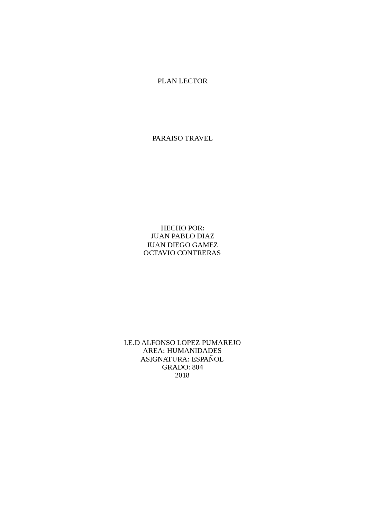 Paraiso travel análisis del libro | Apuntes de Idioma Español | Docsity