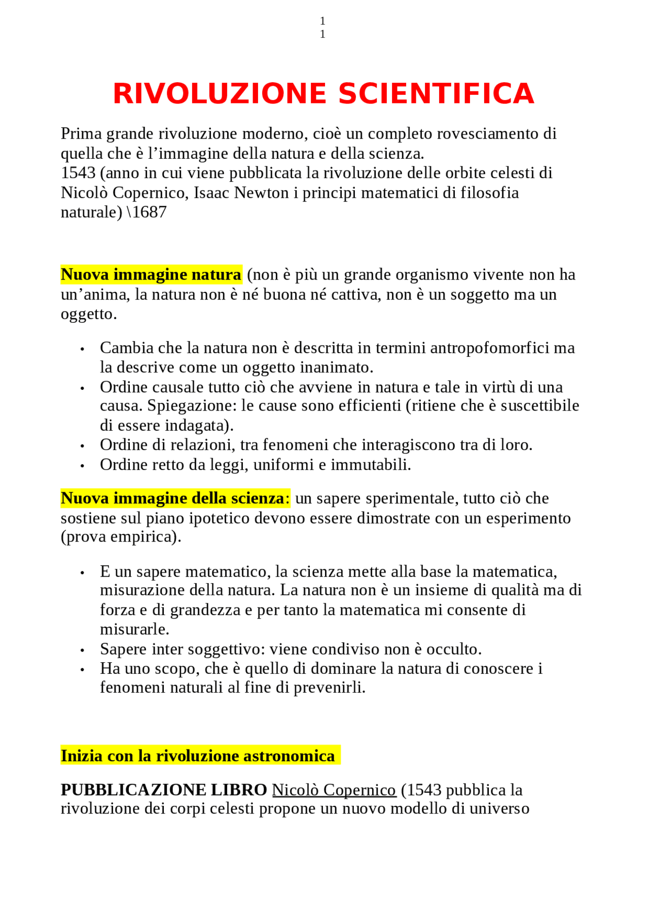 RIVOLUZIONE SCIENTIFICA Prima grande rivoluzione moderna - Docsity